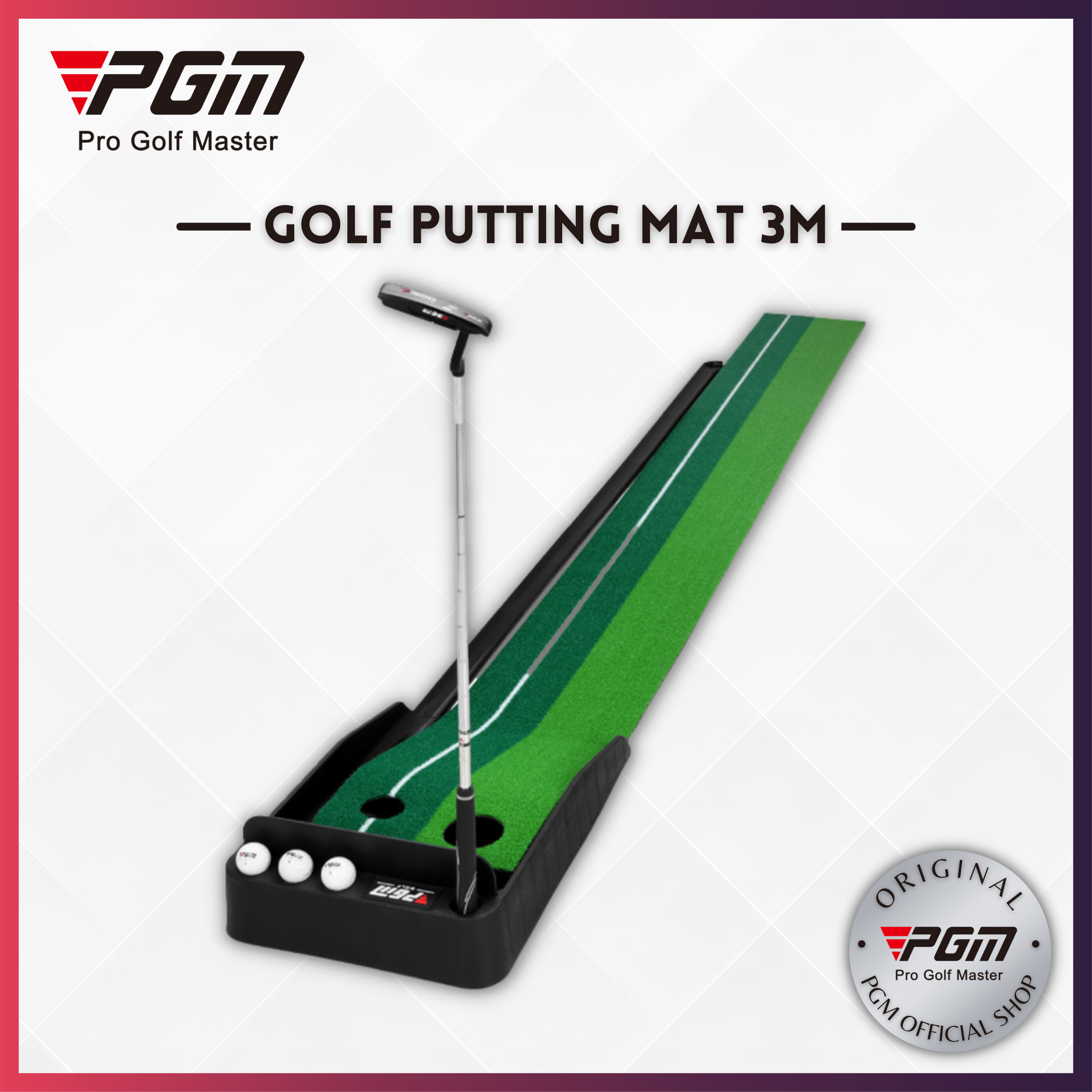 PGM Golf Putting Mat Trainer 3 Meter Upgraded Automatic Ball Return 3M – MASTERGOLF