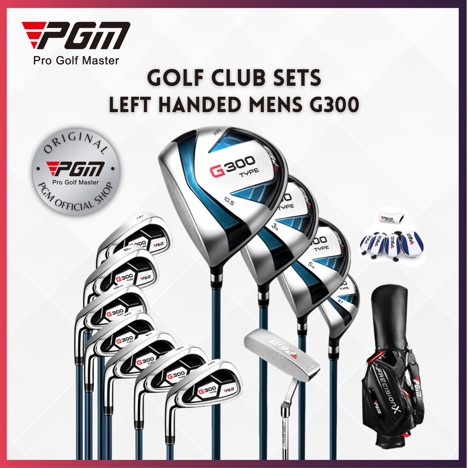 PGM Left Handed Stik Golf Full Set Mens G300 Graphite Carbon Rod + Bag ...